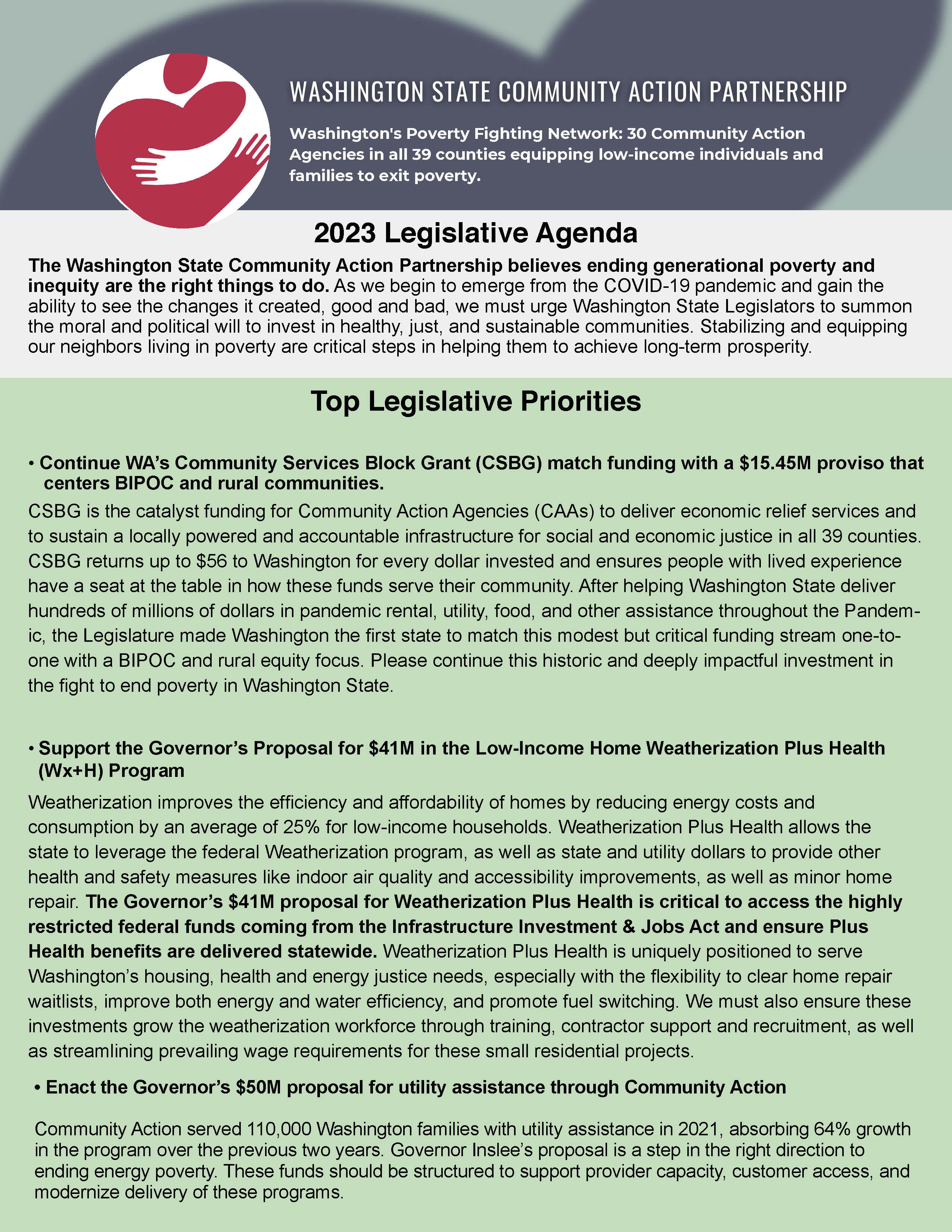 2023 WSCAP Legislative Priorities · Washington State Community Action ...